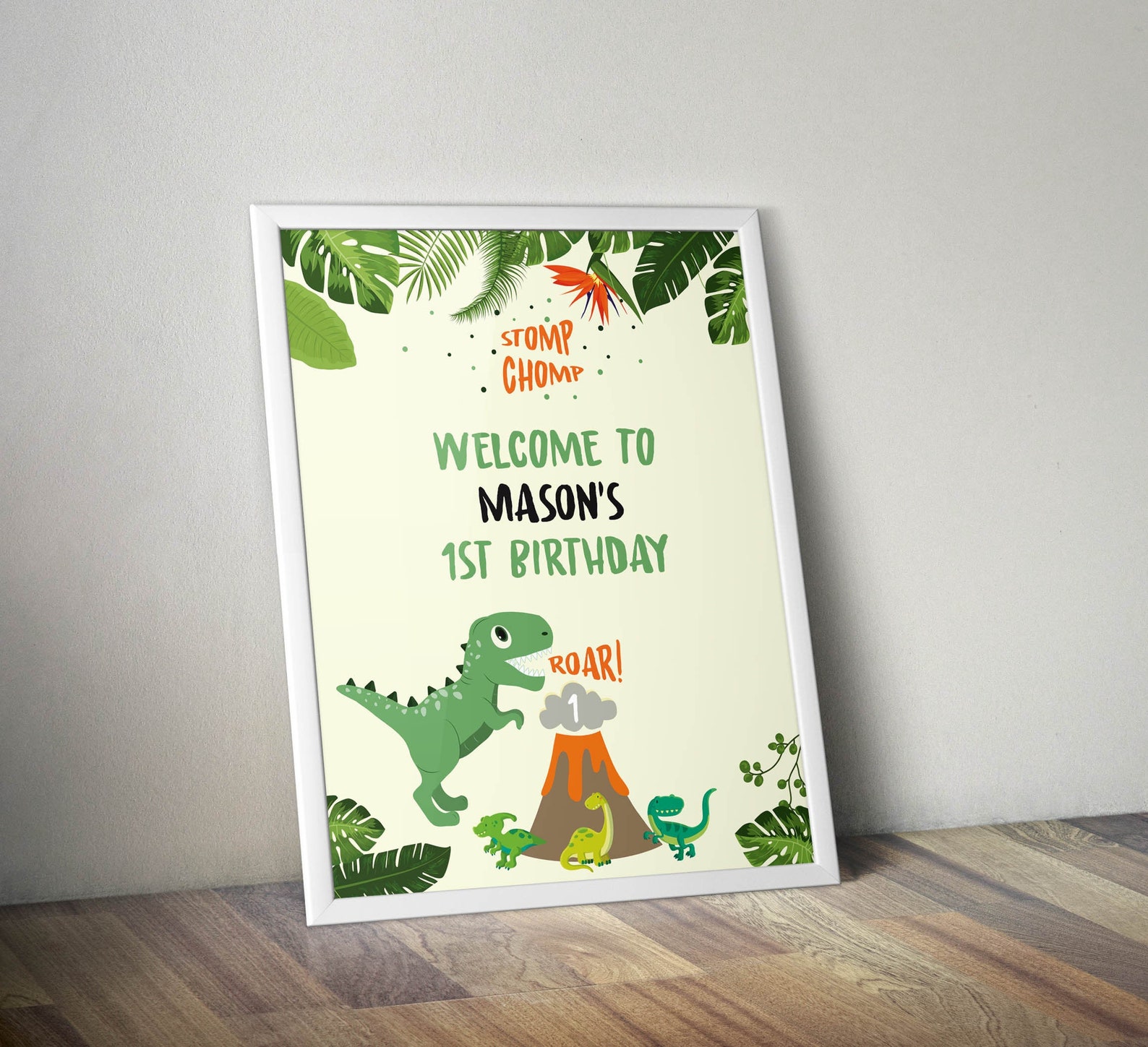 Dinosaur Welcome Sign, Dinosaur Birthday Welcome Sign, T-rex Welcome ...