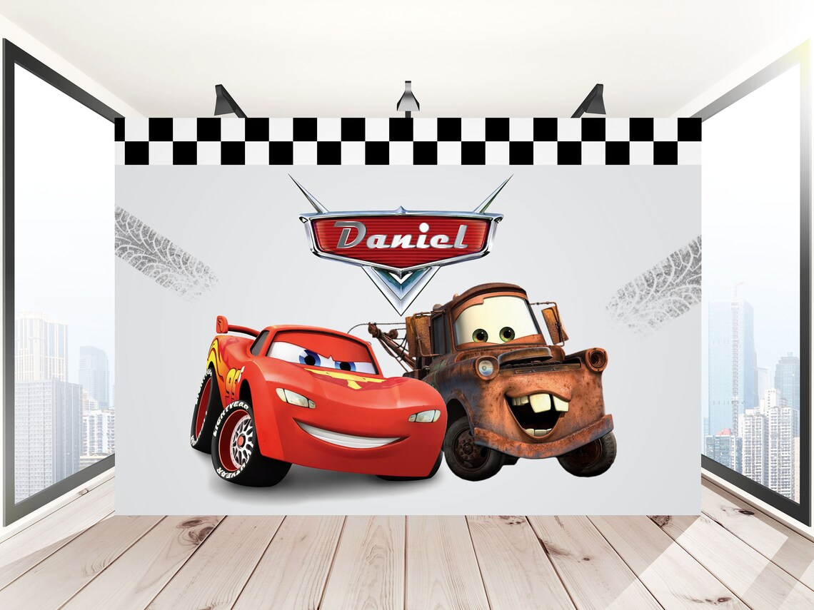 Cars Birthday Backdrop Cars Mcqueen Birthday Mcqueen Maters - Etsy
