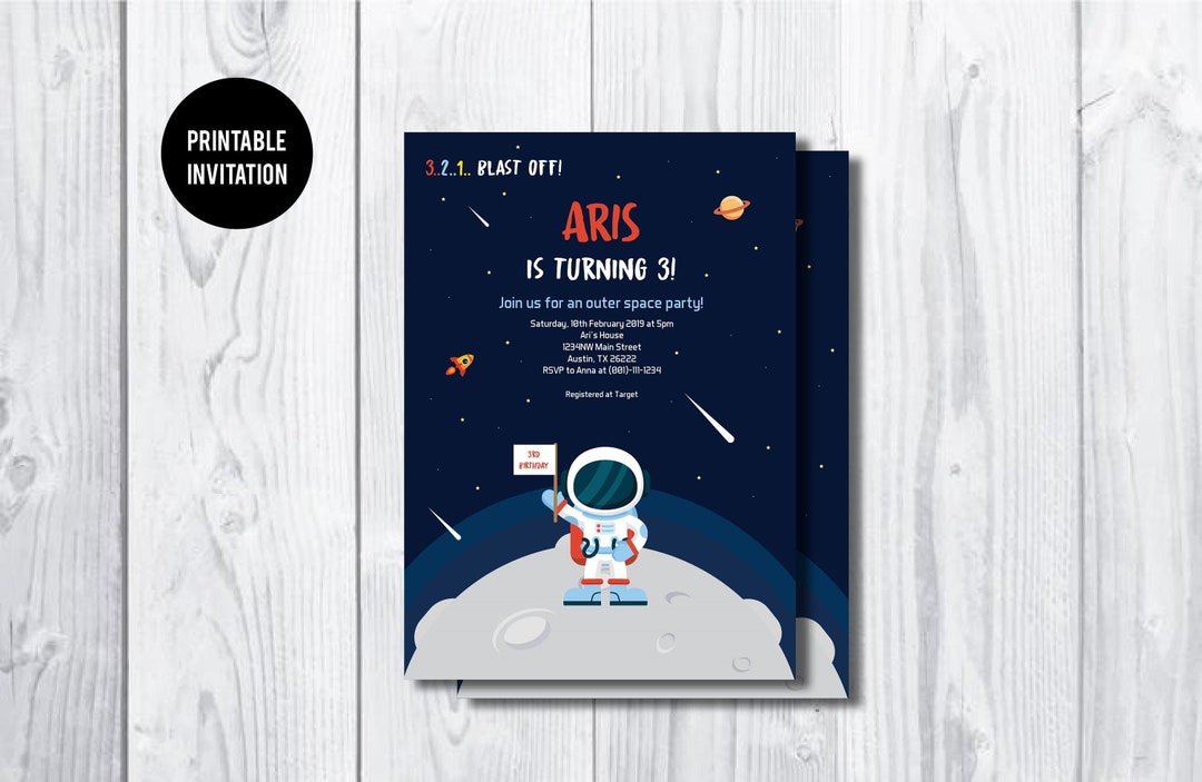 Outer Space Birthday Invitation,space Birthday Invitation,planet ...
