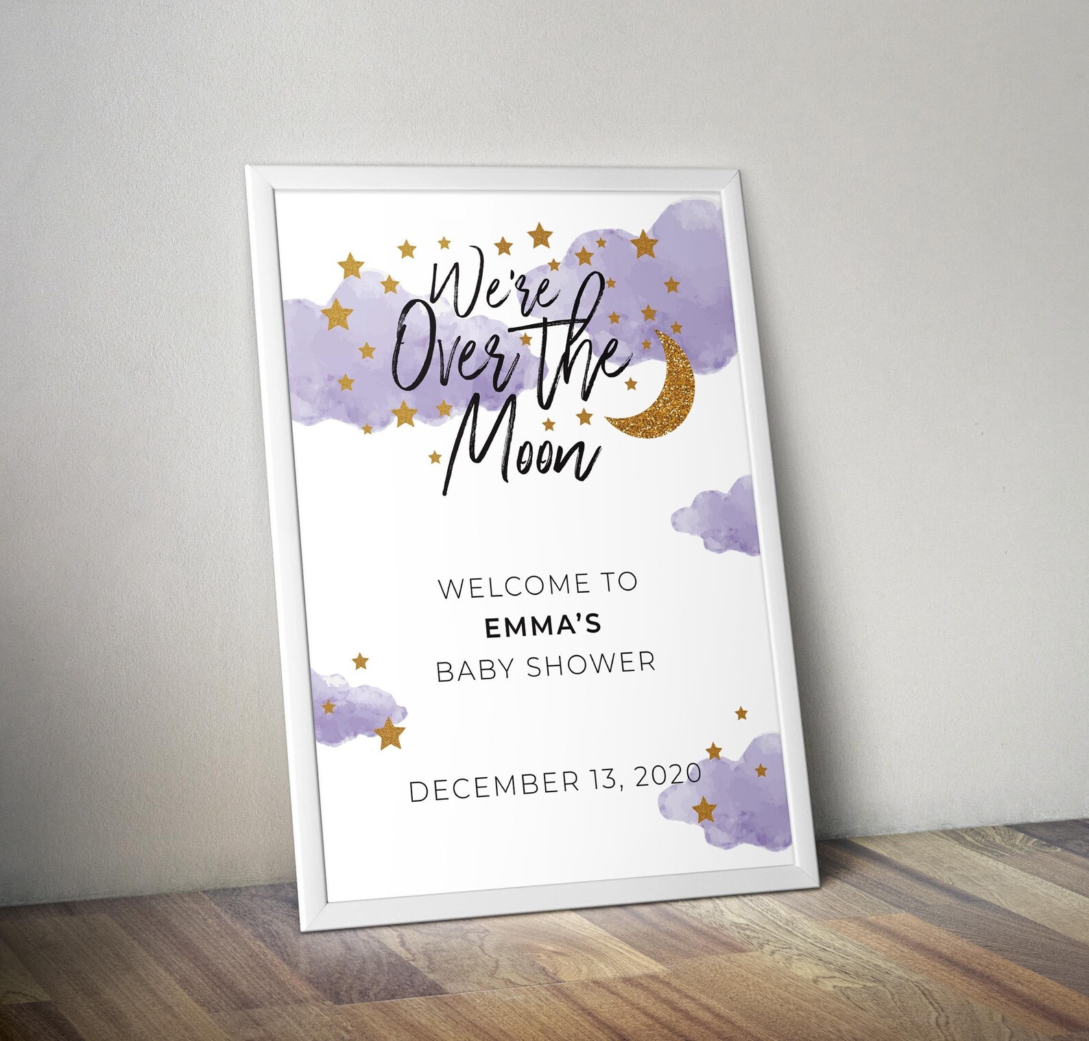 Over the Moon Baby Shower Welcome Sign, Over the Moon Welcome Sign ...