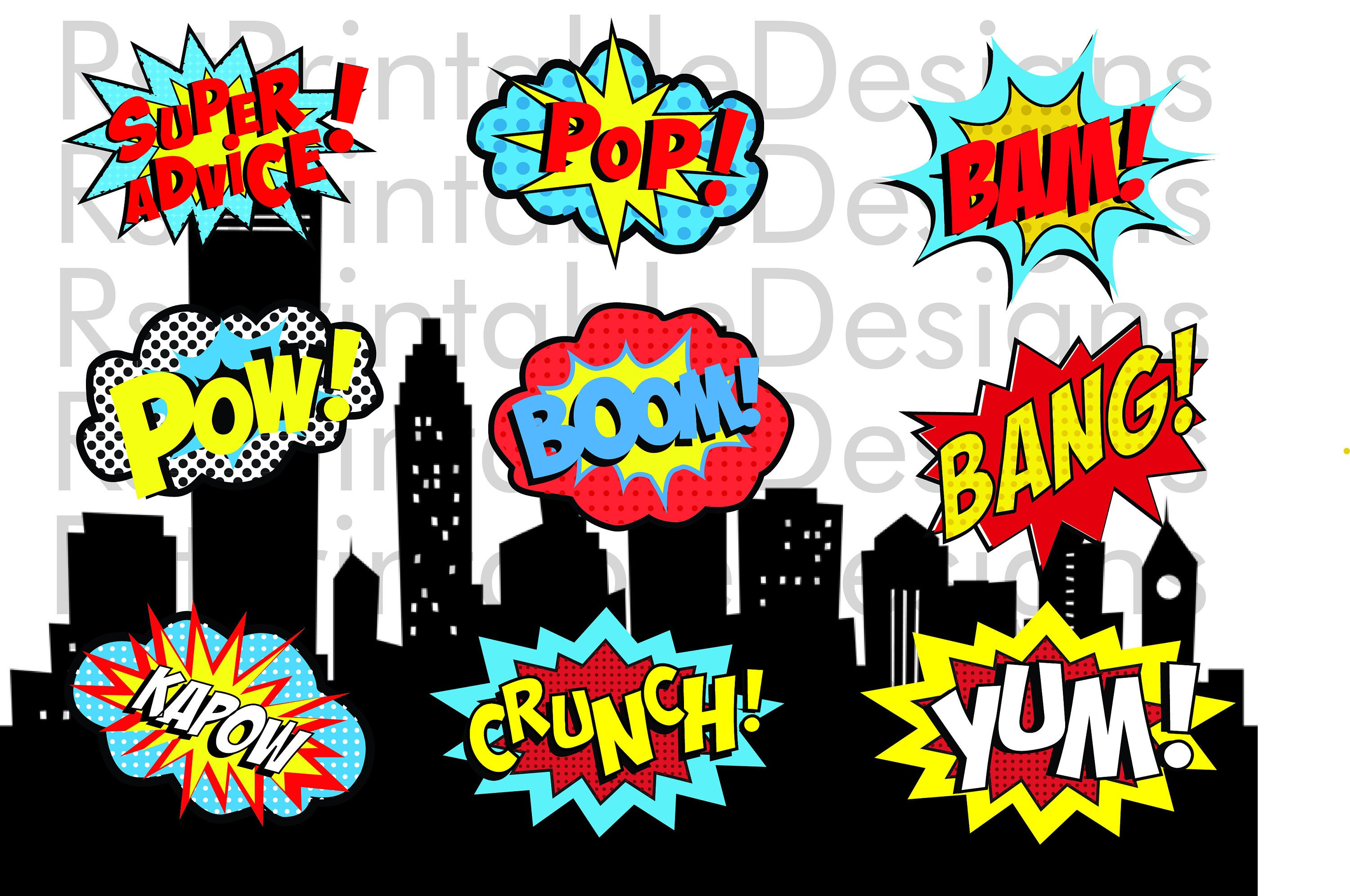 Superhero Party Signs,superhero Party Pack,superhero Clipart Signs ...