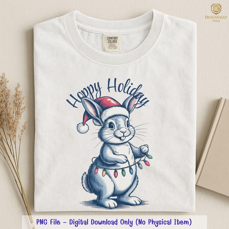 Happy Holiday Bunny Christmas Lights PNG + Bonus Pack (digital Download ...
