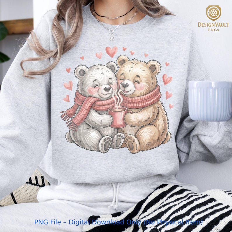Cozy Bear Couple Hot Cocoa Winter Valentine Shirt PNG (digital Download ...