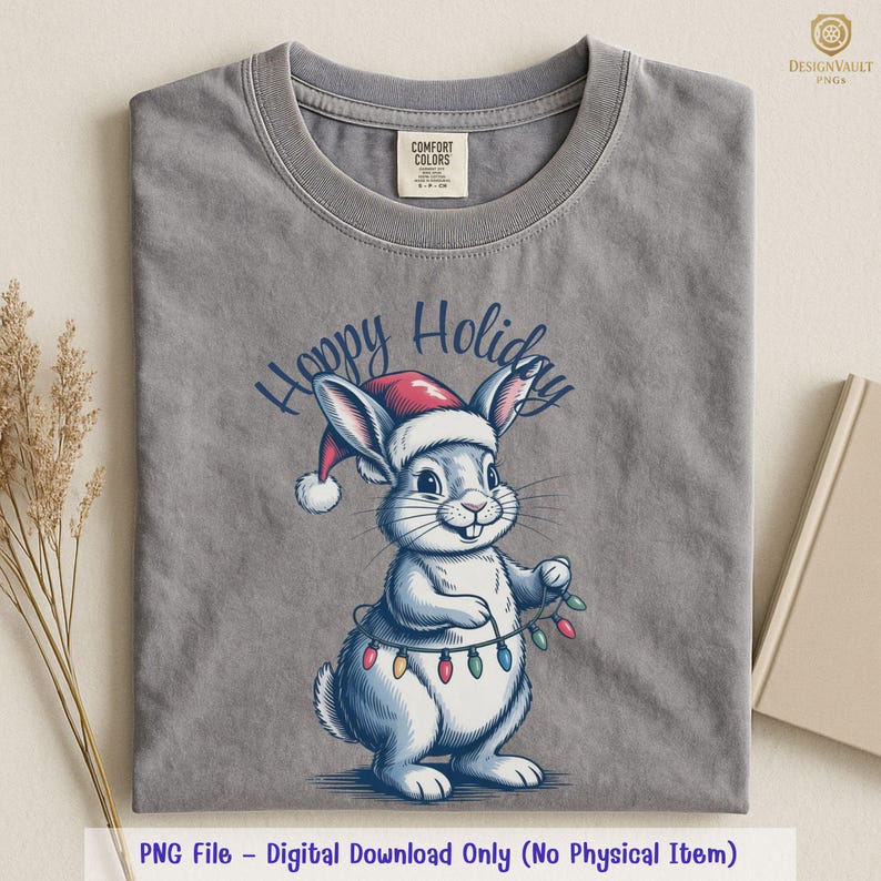 Happy Holiday Bunny Christmas Lights PNG + Bonus Pack (digital Download ...