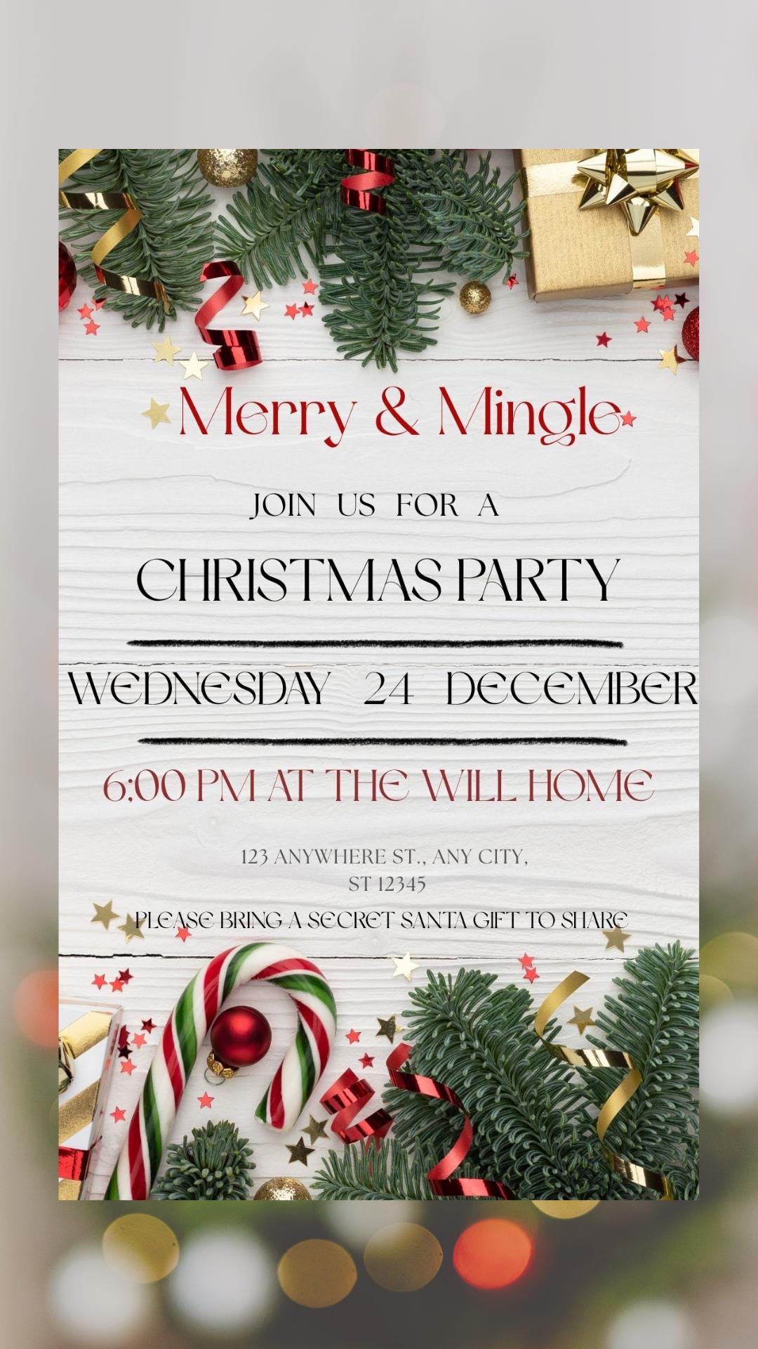 CHRISTMAS INVITATION CARD - Etsy