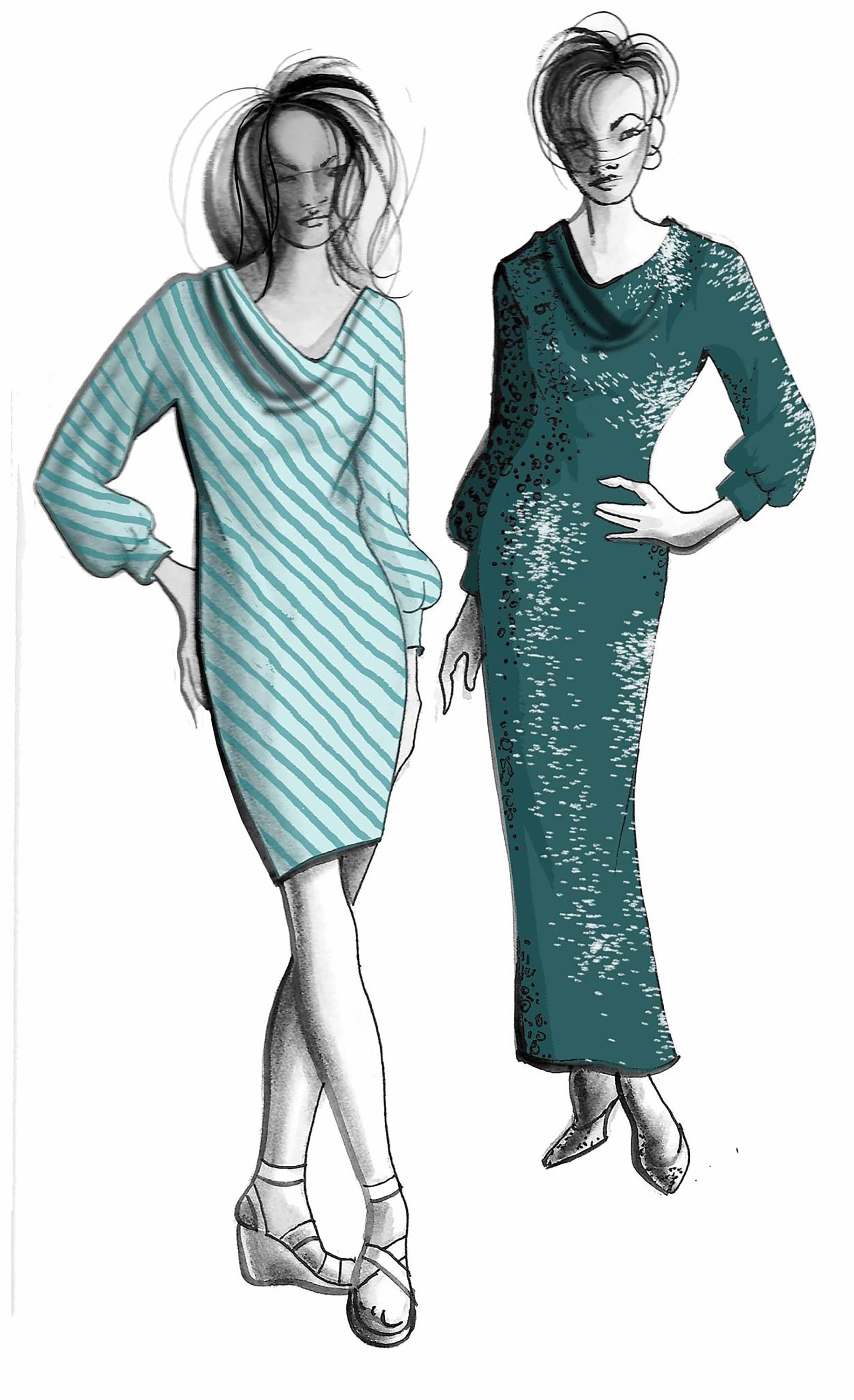 Sewing Pattern - Cowl Neck Dress, 3 Lengths; Sizes 6-14 - Etsy