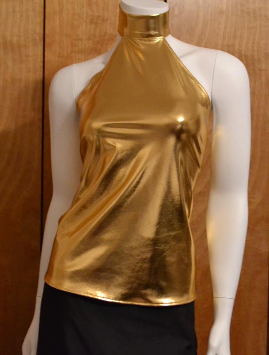 Halter Top, Gold Liquid Lame' Women's Sizes S, M, L Liquid Lame ...