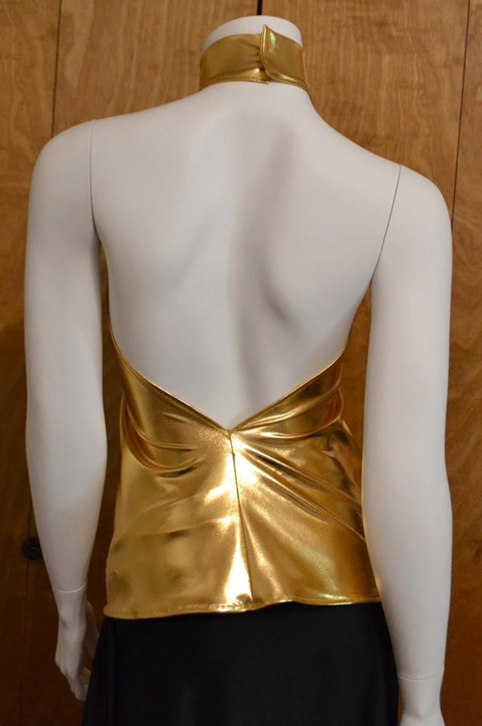 Halter Top, Gold Liquid Lame' Women's Sizes S, M, L Liquid Lame ...