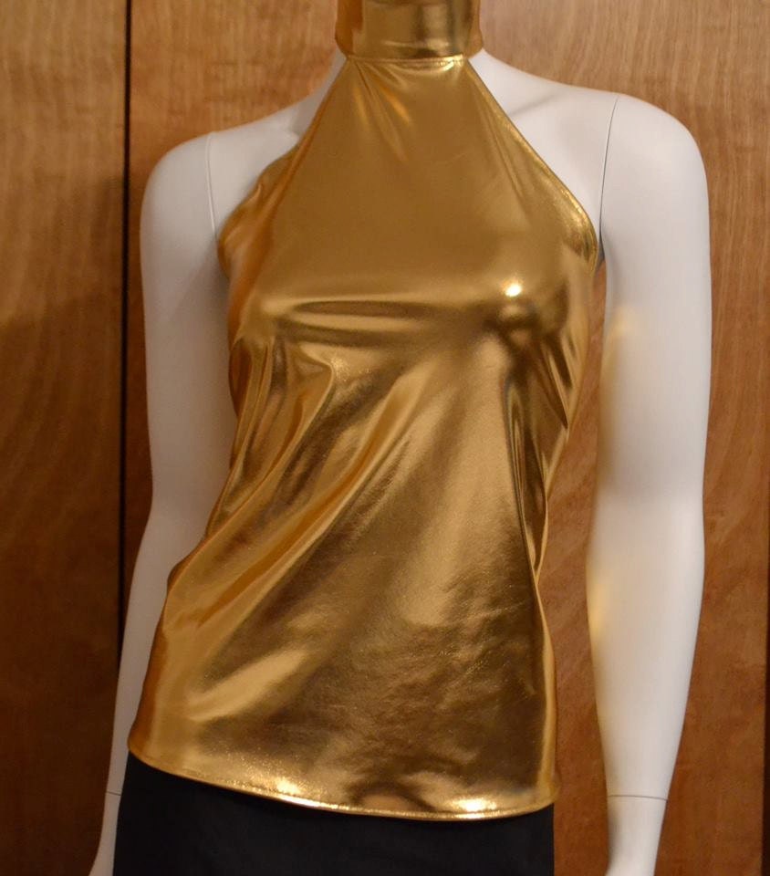 Halter Top, Gold Liquid Lame' Women's Sizes S, M, L Liquid Lame ...