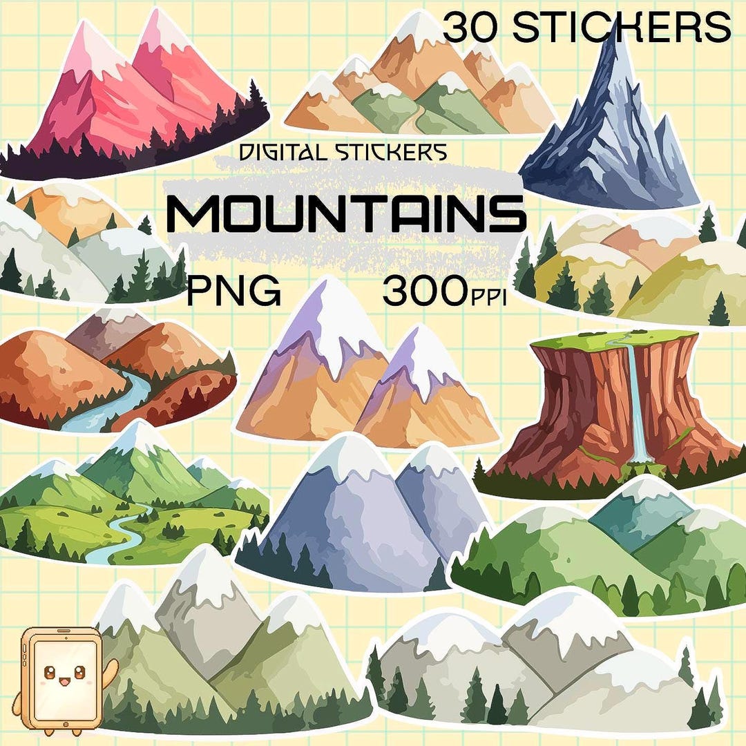 Mountains Digital Stickers: Clipart Set (30 PNG, Digital Download) - Etsy