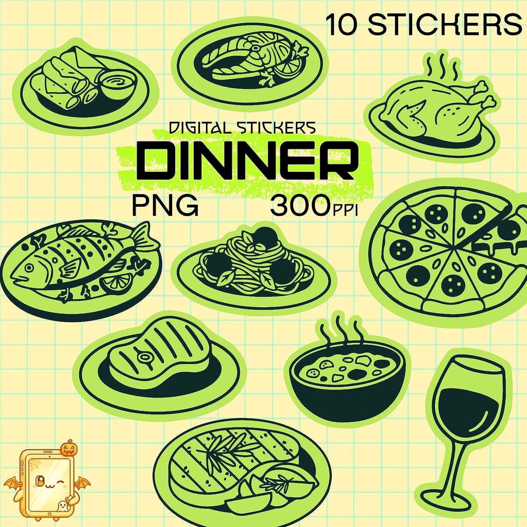 Dinner Stickers: PNG Bundle (digital Download) - Etsy