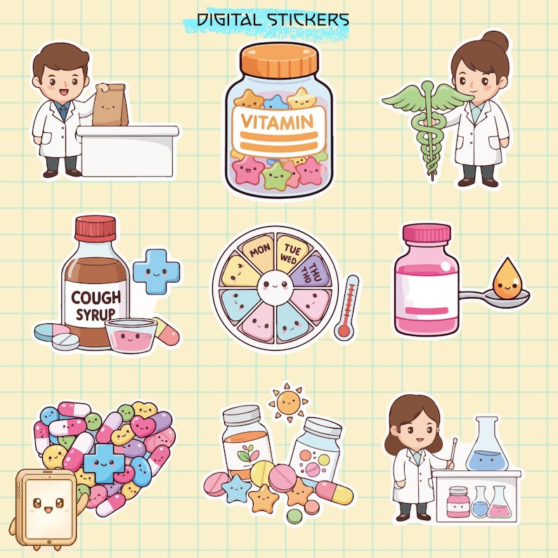 310 Medical PNG Stickers | Huge Med Pack | Cute Doctors, Organs, Tools ...