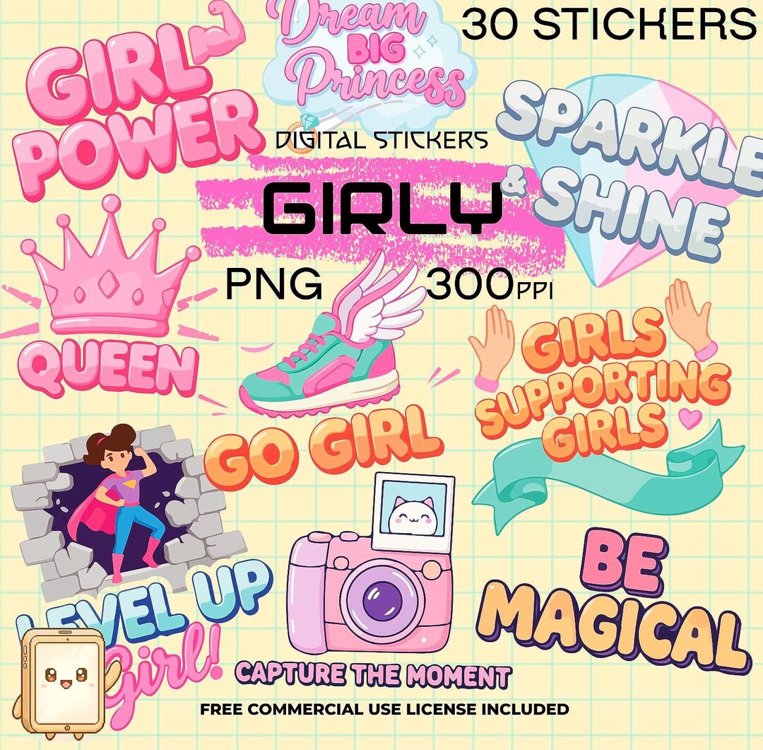30 Girly Motivation PNG Stickers | Girl Power Quotes & Feminine ...