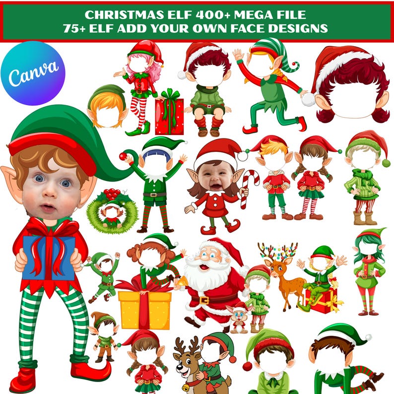 Elf Photo Frames: 75+ Christmas Add Your Own Designs (digital Download ...