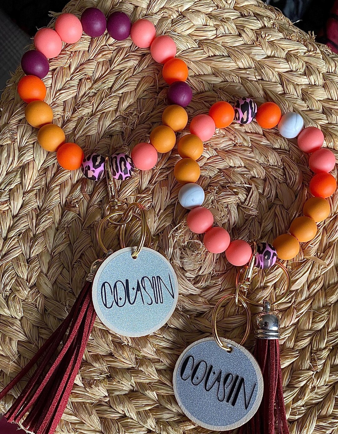 Silicone Bead Cousins Matching Keychain Wristlets 2-pack - Etsy