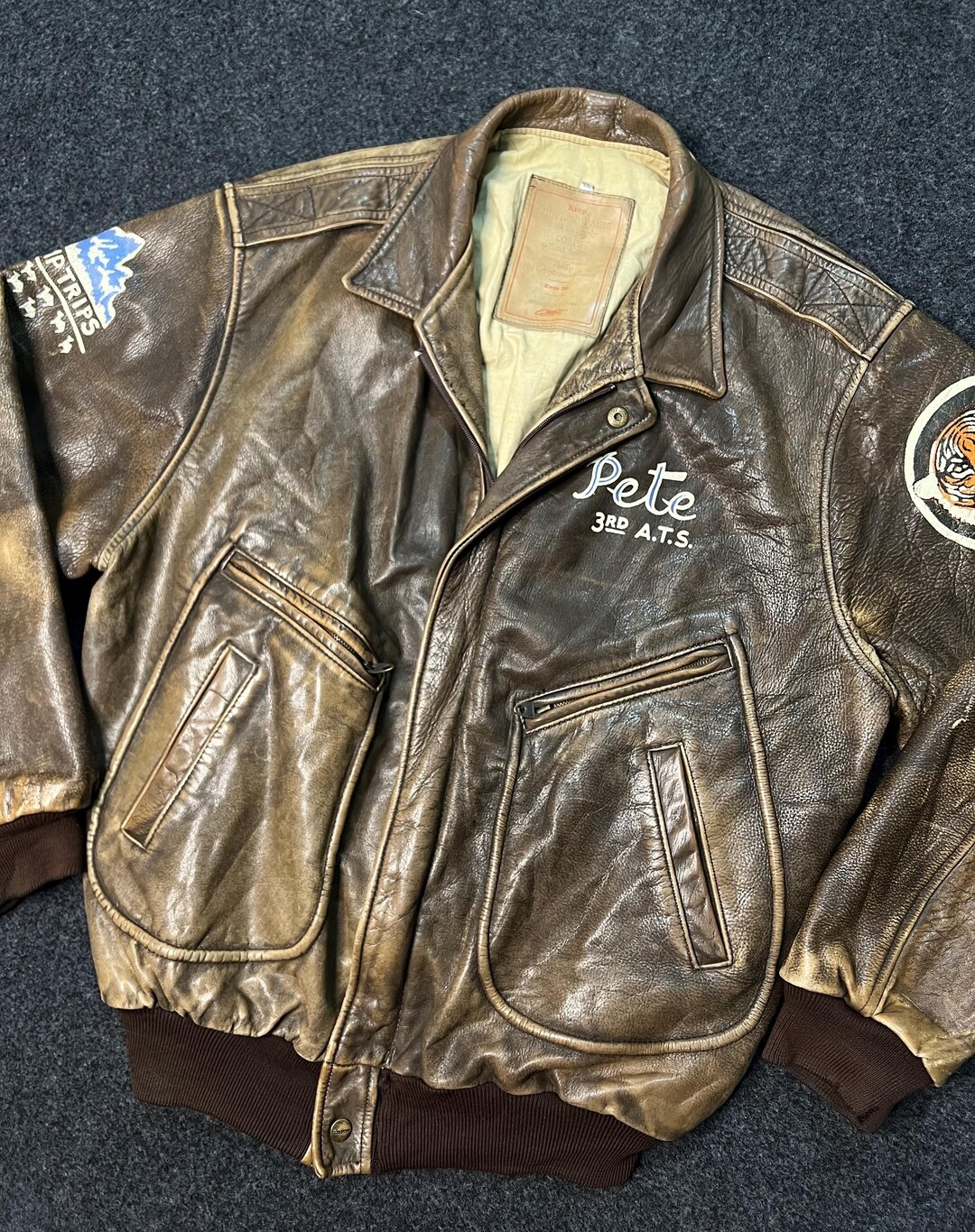 Vintage Chevignon Leather Bomber Jacket, 80s Flight Jacket, Made in ...