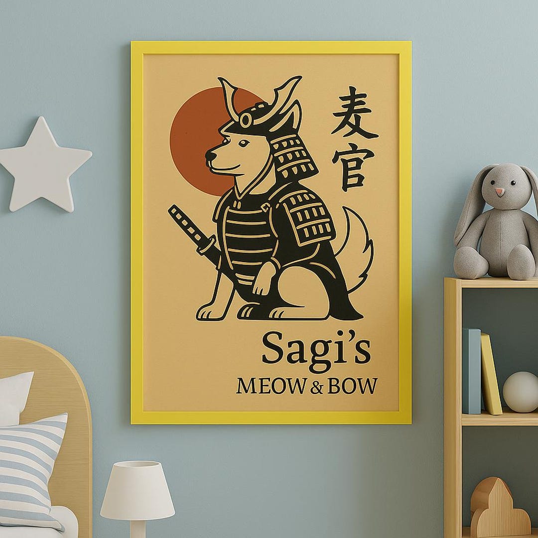 Samurai Dog Wall Art Printable | Japanese Warrior Pet Decor | Ancient ...