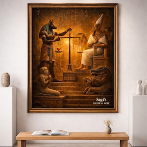 Anubis Weighing the Heart Wall Art, Egyptian Judgment Scene, Ancient ...