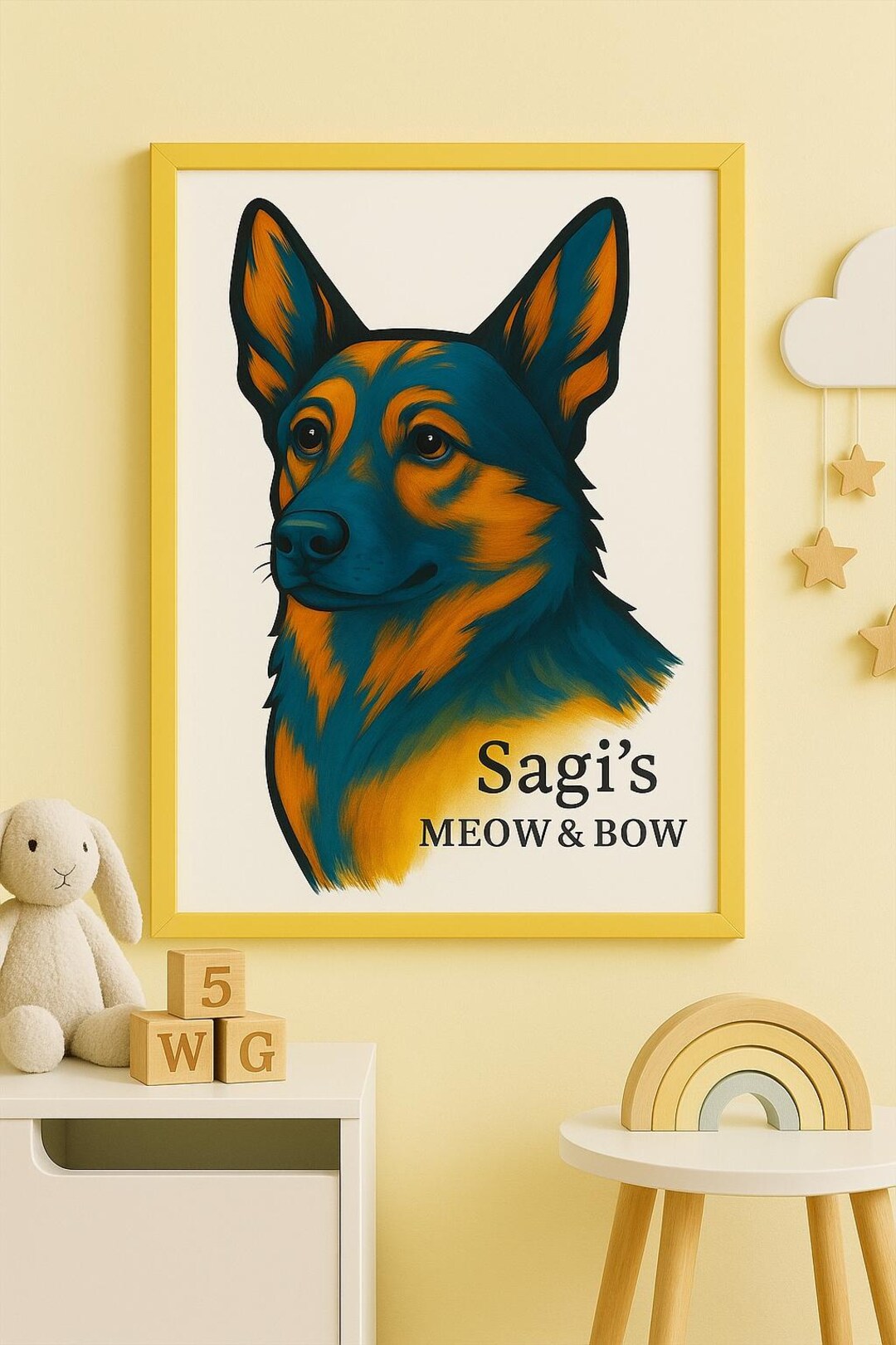 Colorful German Shepherd Outline Wall Art • Dog Portrait Printable ...
