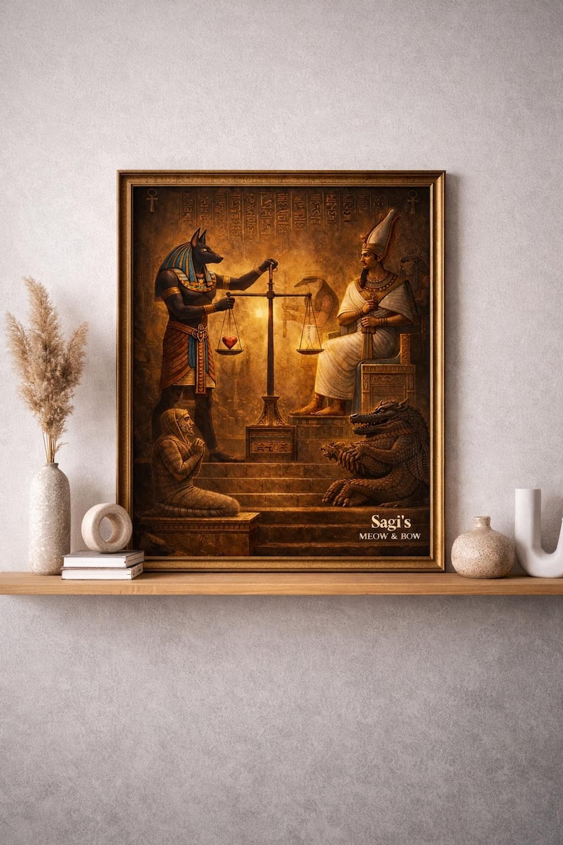 Anubis Weighing the Heart Wall Art, Egyptian Judgment Scene, Ancient ...