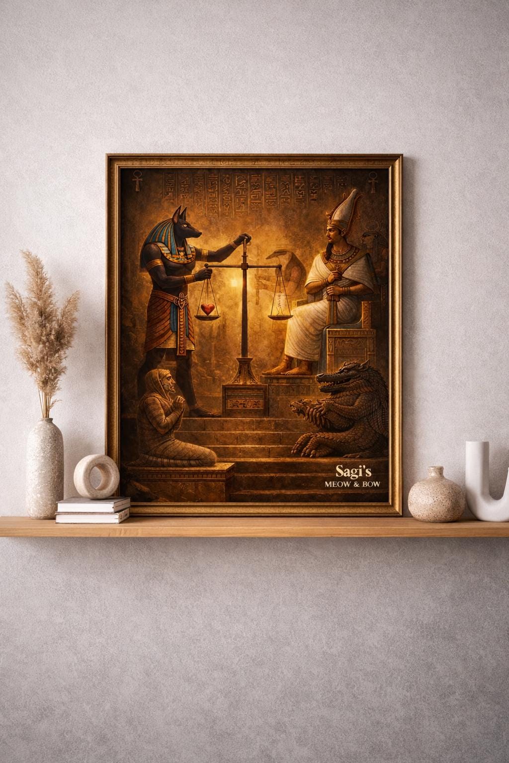 Anubis Weighing the Heart Wall Art, Egyptian Judgment Scene, Ancient ...