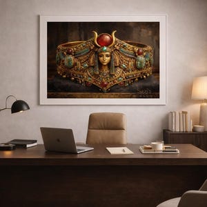 Ancient Egyptian Goddess Crown Wall Art – Sacred Royal Headdress Museum ...