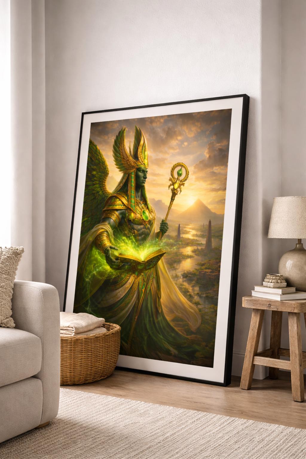Osiris Egyptian God Wall Art Printable | Mythic Green Gold Fantasy Art ...