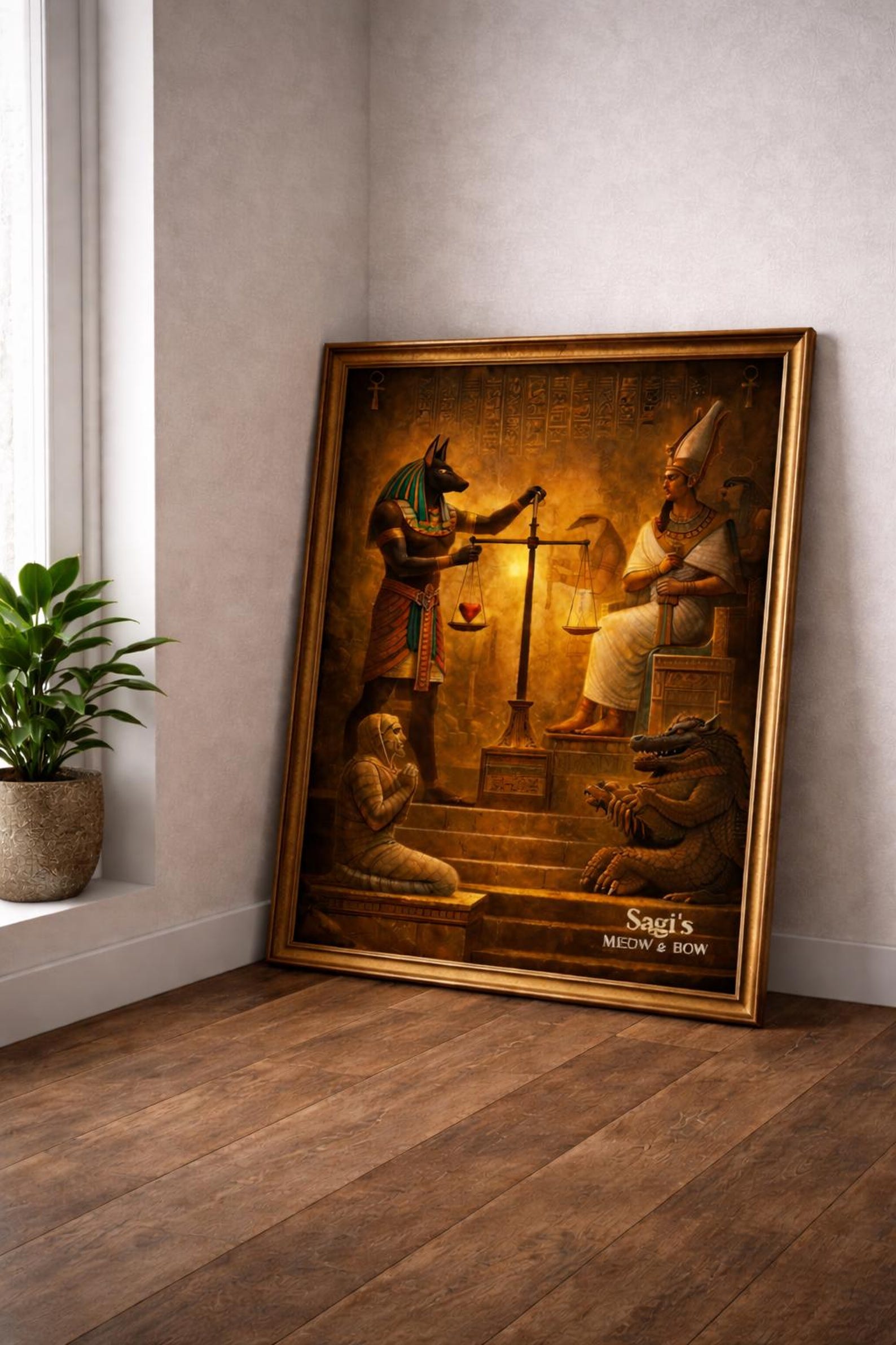 Anubis Weighing the Heart Wall Art, Egyptian Judgment Scene, Ancient ...