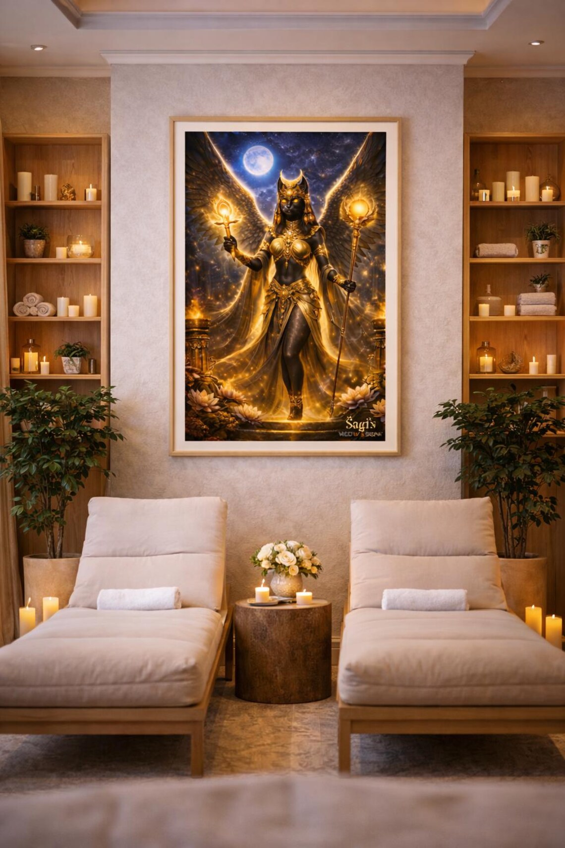 Lunar Ascendant Cat Goddess – Moonlight Celestial Guardian Wall Art - Etsy