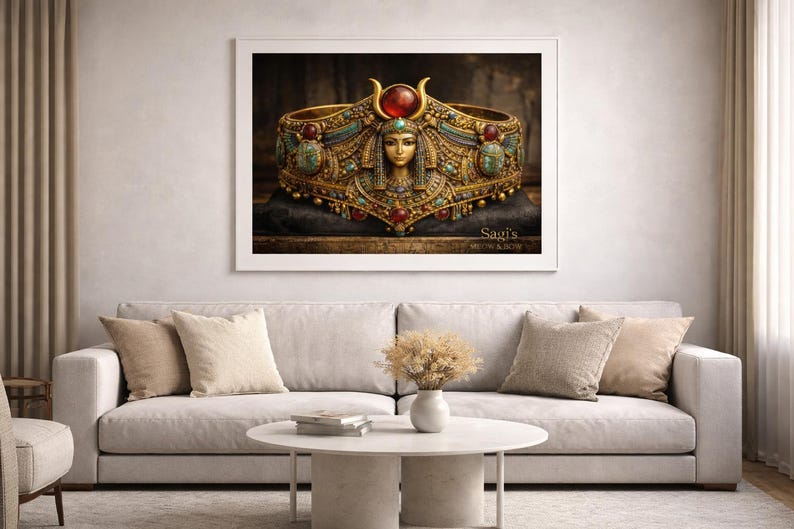Ancient Egyptian Goddess Crown Wall Art – Sacred Royal Headdress Museum ...