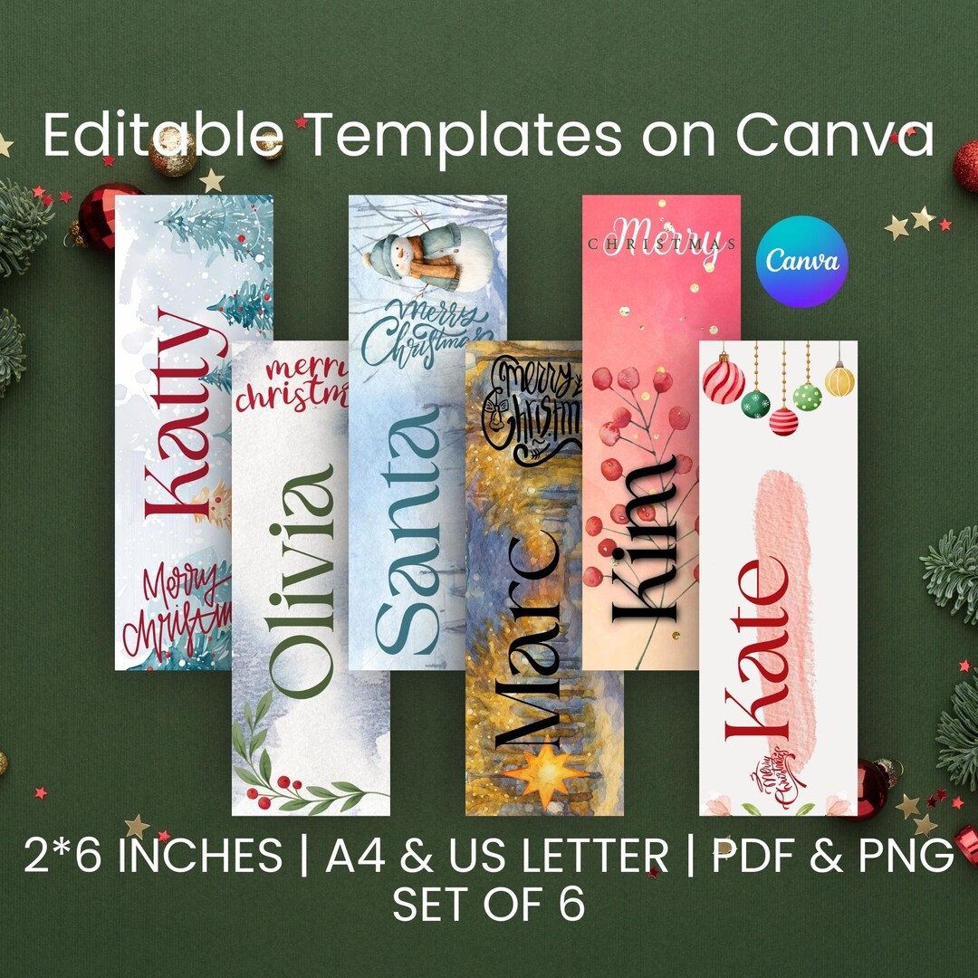 Christmas Bookmark & Gift Tag Bundle – Printable Canva Templates - Etsy