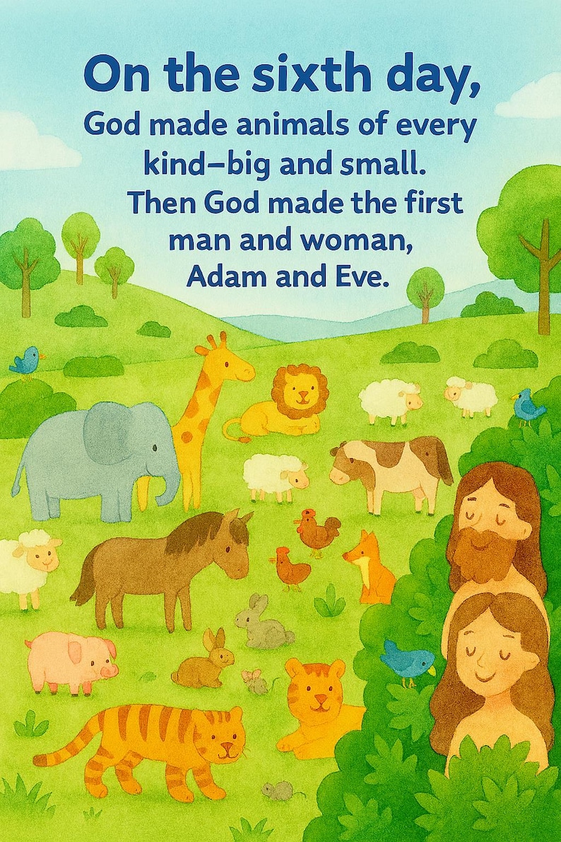Genesis 1 Creation Story for Kids | Bible Story Printable | 7 Days of ...