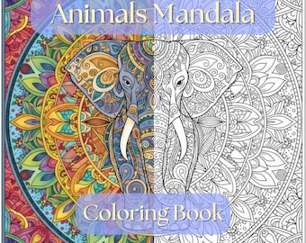 20-page Animal Mandala Coloring Book, PDF, Printable Coloring Pages ...