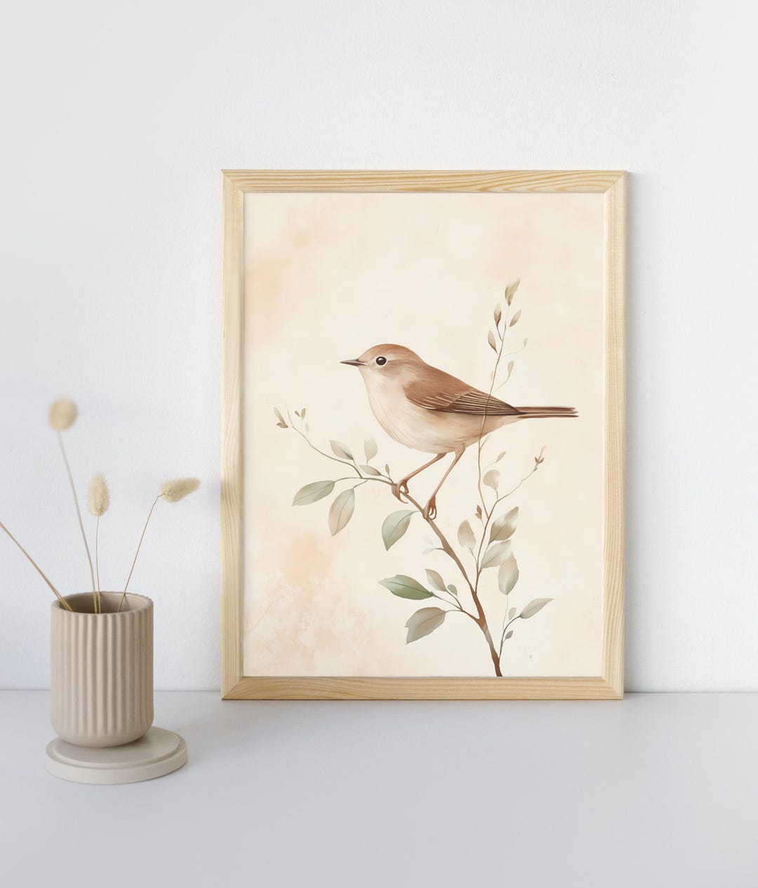 Nordic Nightingale Art Print | Scandinavian Bird Watercolor | Digital ...