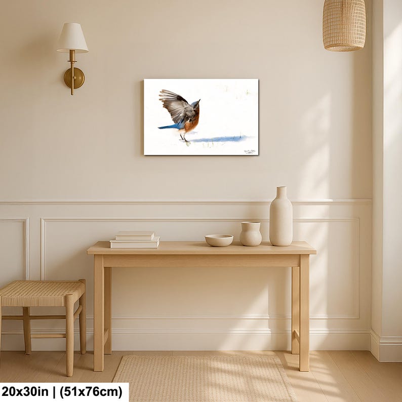 Eastern Bluebird Snow Dancing | Winter Nature Photography Print | Bird ...