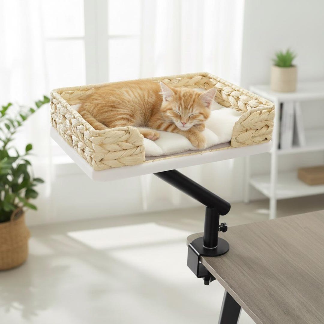 Premium Cat Desk Bed, Adjustable Cat Hammock, Space-saving Cat Perch ...
