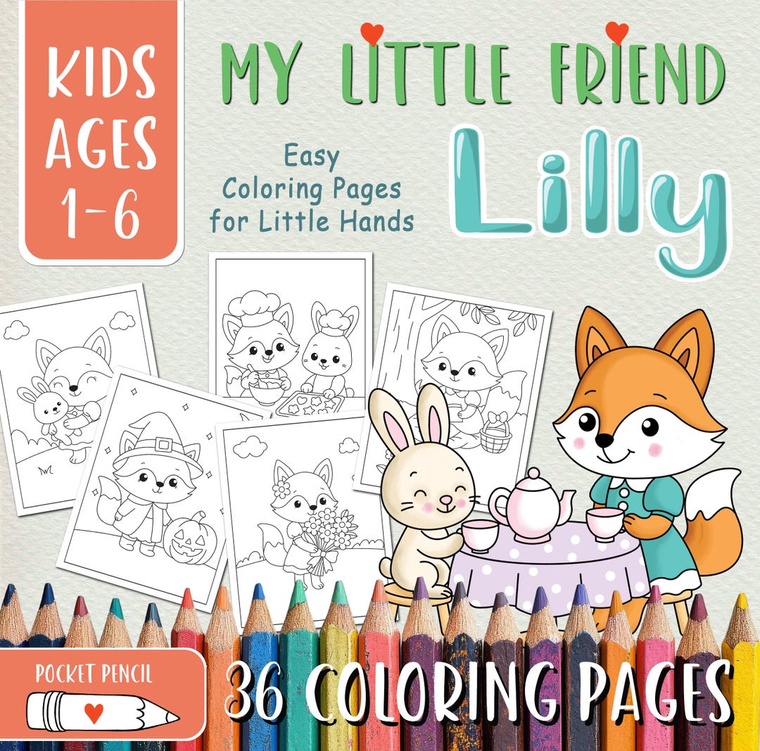 My Little Friend Lilly Coloring Pages | Cute Fox & Bunny Printable Book ...