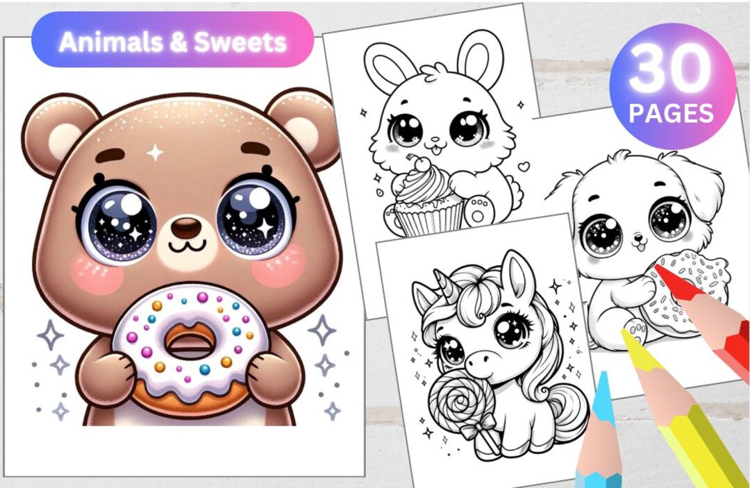 Animals and Dessert - Printable Kids Coloring Sheets - PDF Coloring ...