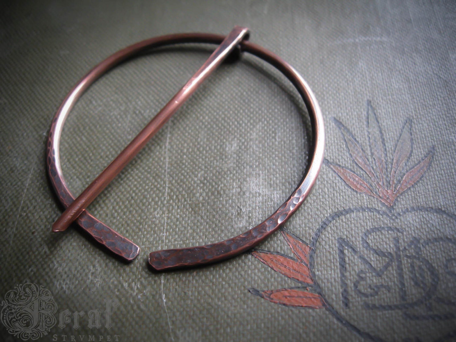 Cloak Pin of Hand Forged Copper Shawl Pin. Knitting Clasp. Anglo Saxon ...