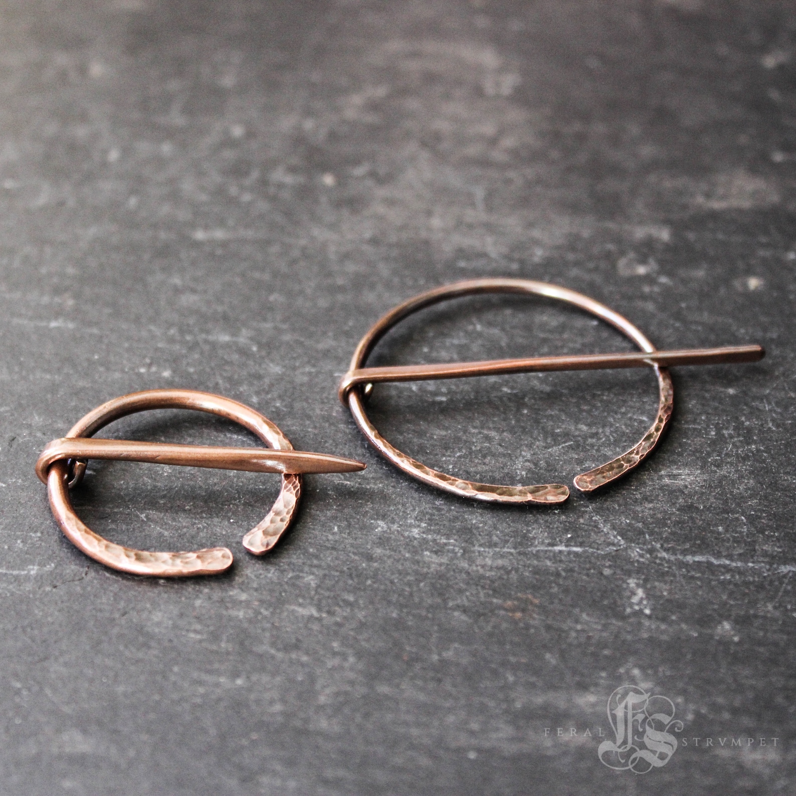 Cloak Pin of Hand Forged Copper Shawl Pin. Knitting Clasp. Anglo Saxon ...