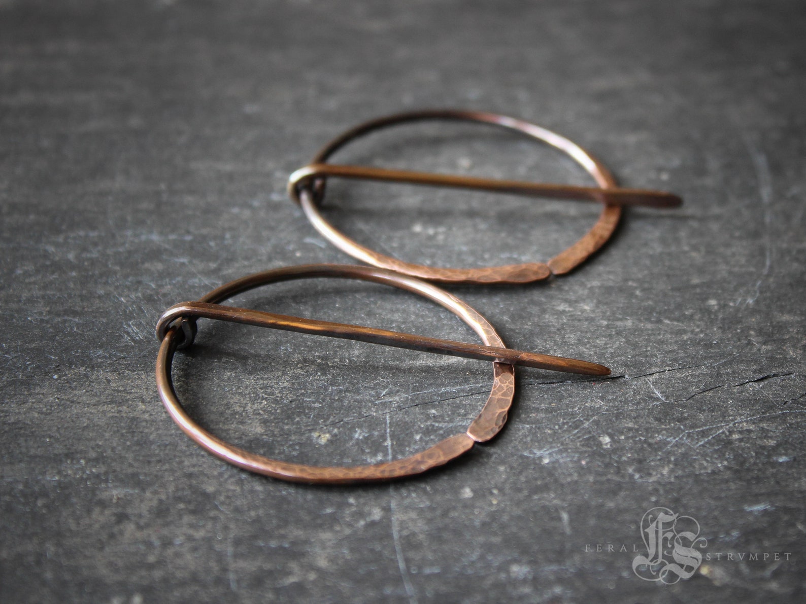 Cloak Pin of Hand Forged Copper Shawl Pin. Knitting Clasp. | Etsy