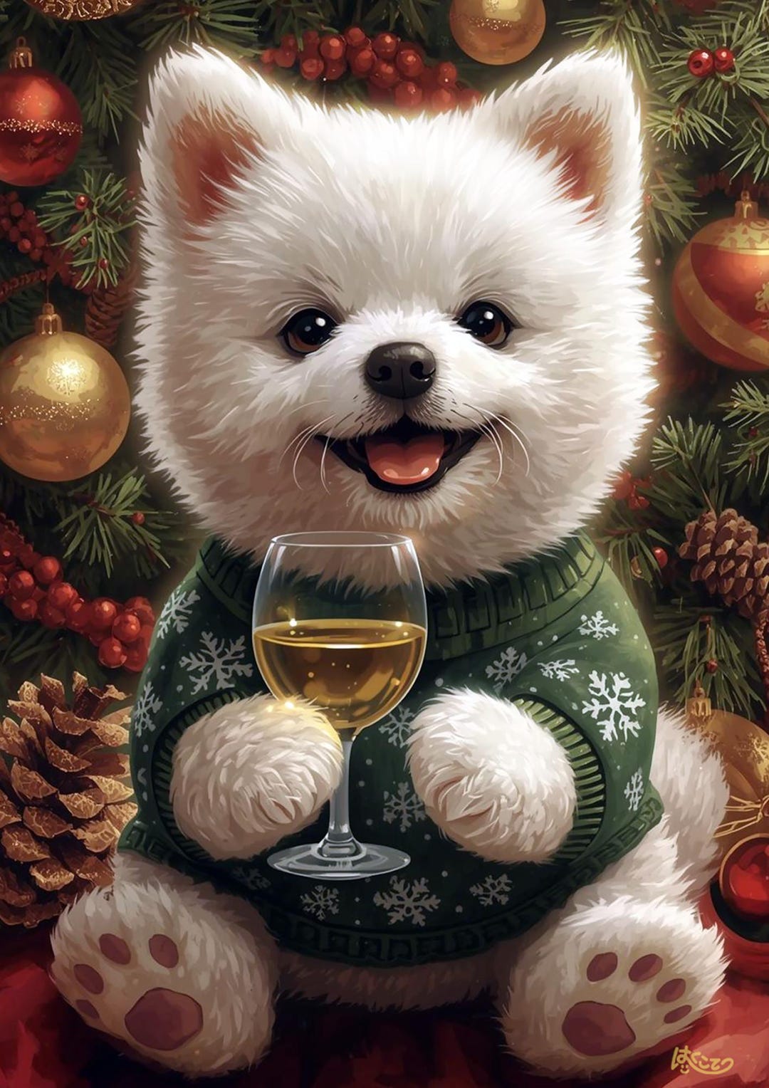 Holiday Toast – the Merry Pup | Cozy Christmas Digital Illustration ...