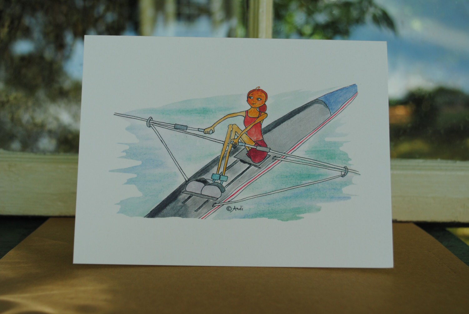 Rower Girl Birthday Card: Watercolor Rowing Art - Etsy