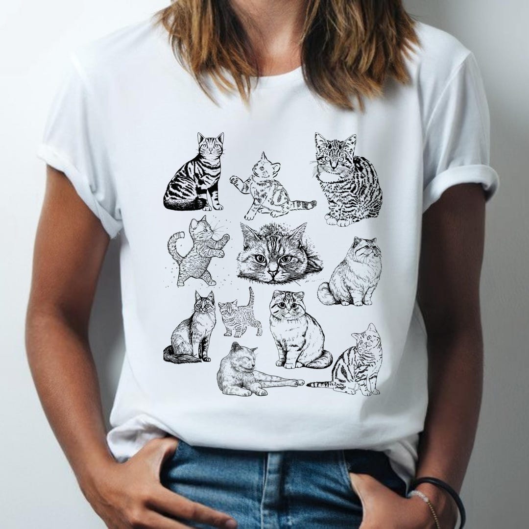 Cats 90s Vintage Tattoo Style Tshirt, Retro Comfort Colors Y2k Kitten ...