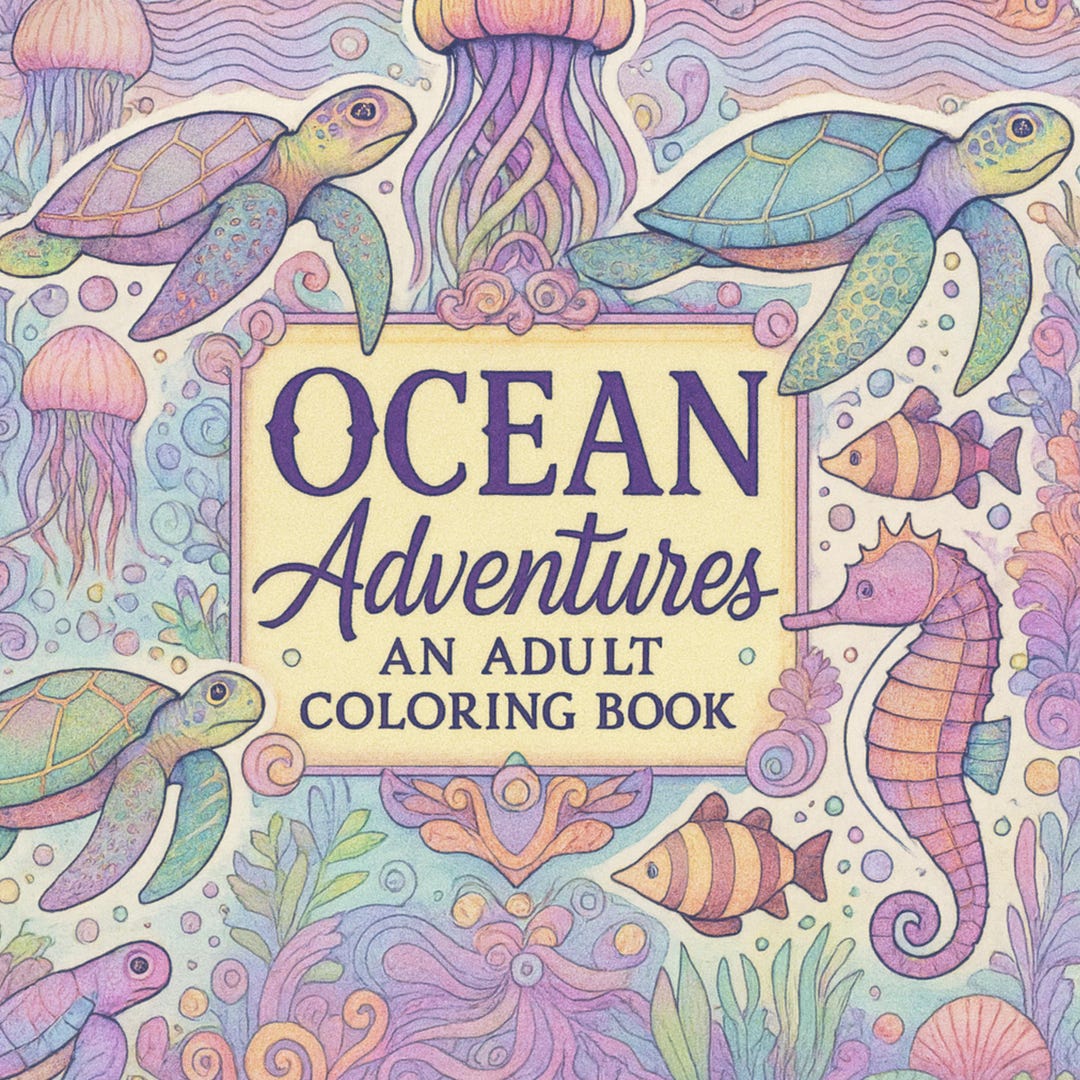 Ocean Adventures Adult Coloring Book Printable PDF - Etsy
