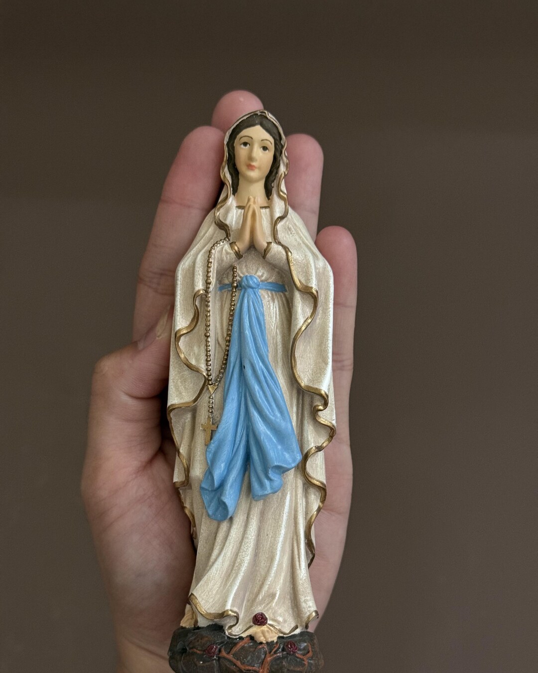 Our Lady of Lourdes Mini Statue – Catholic Decor, Rosary Figure, Marian ...