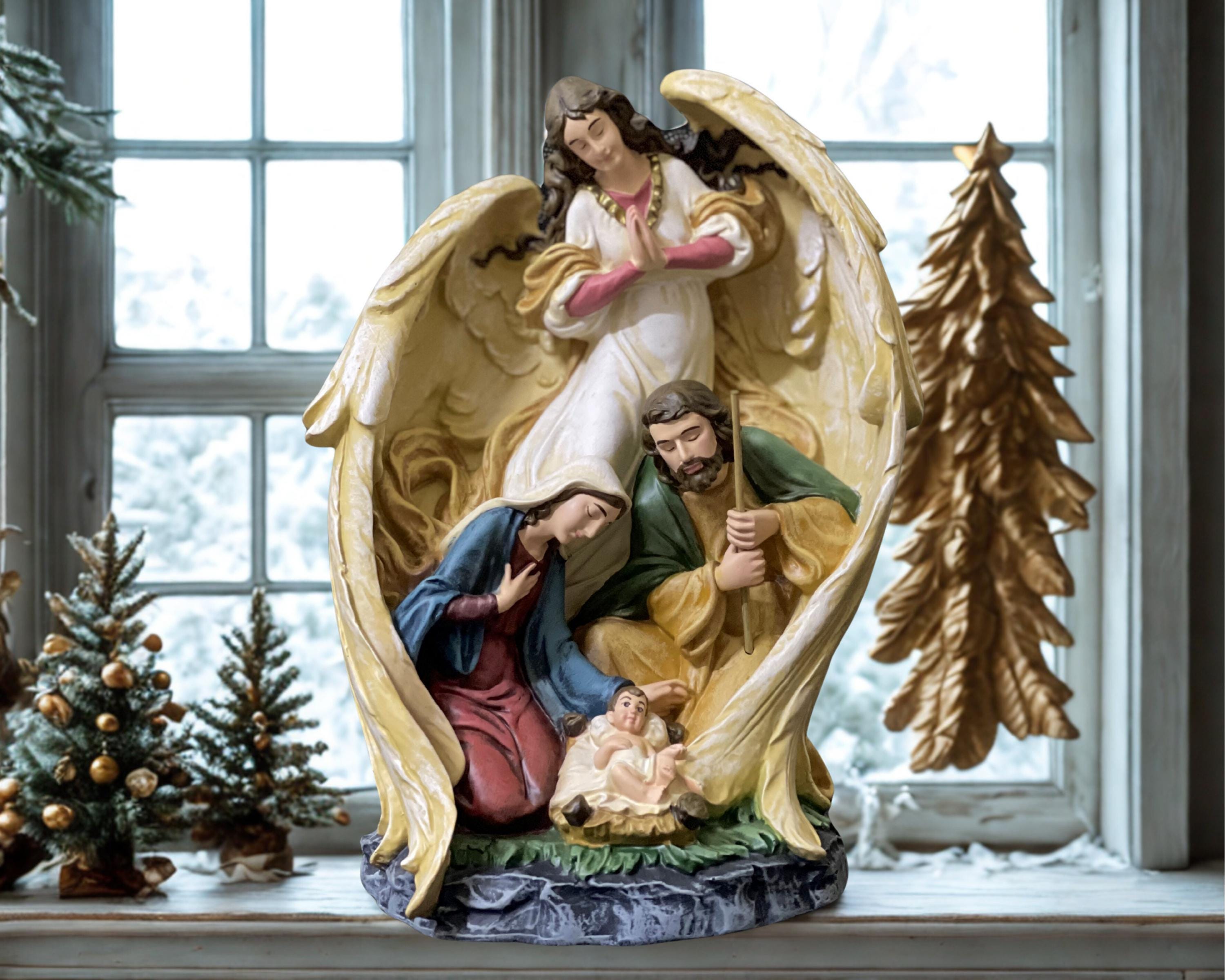 Christmas Nativity Angel Statue 30cm | Holy Family Figurine With ...
