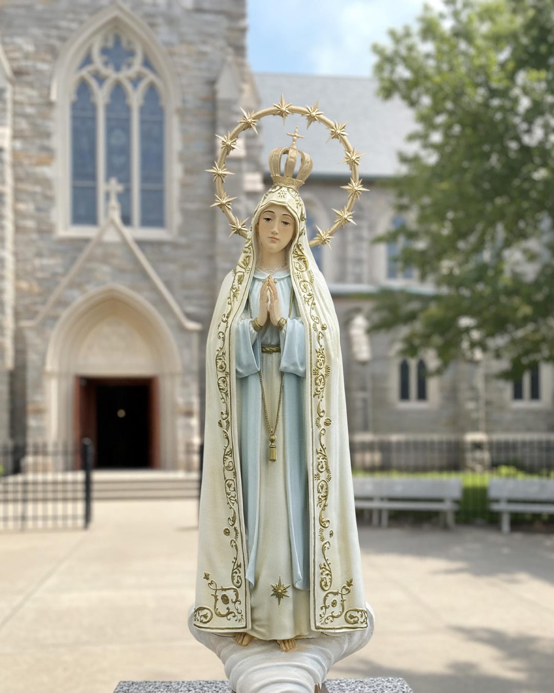 Our Lady of Fatima Statue | Crowned Virgin Mary Figurine | Catholic ...