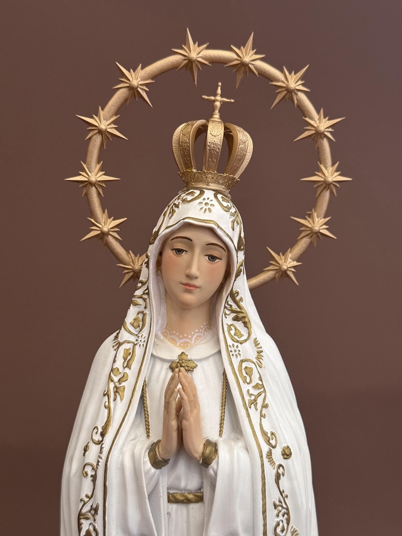 Our Lady of Fatima Statue | Crowned Virgin Mary Figurine | Catholic ...