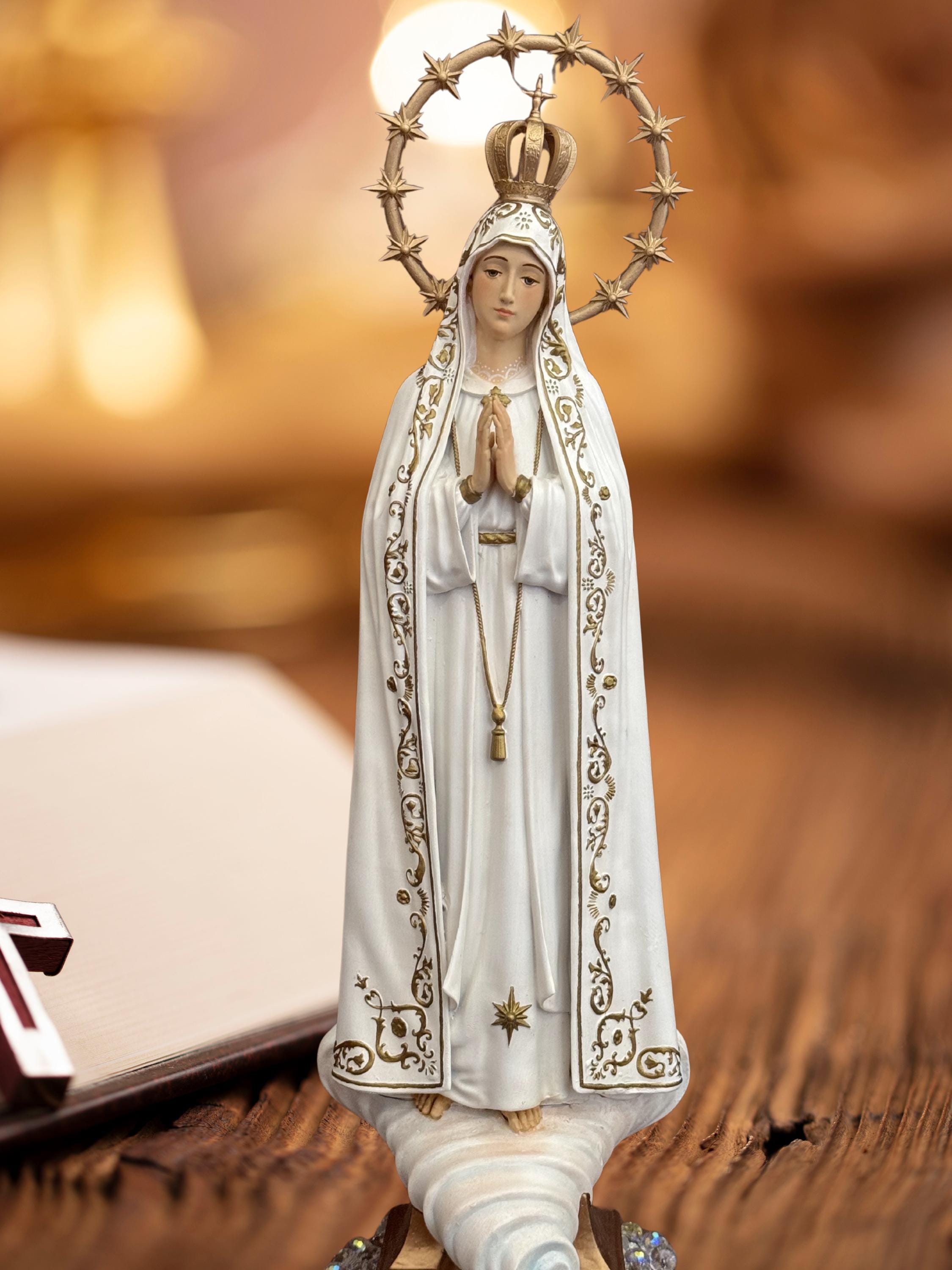 Our Lady of Fatima Statue | Crowned Virgin Mary Figurine | Catholic ...